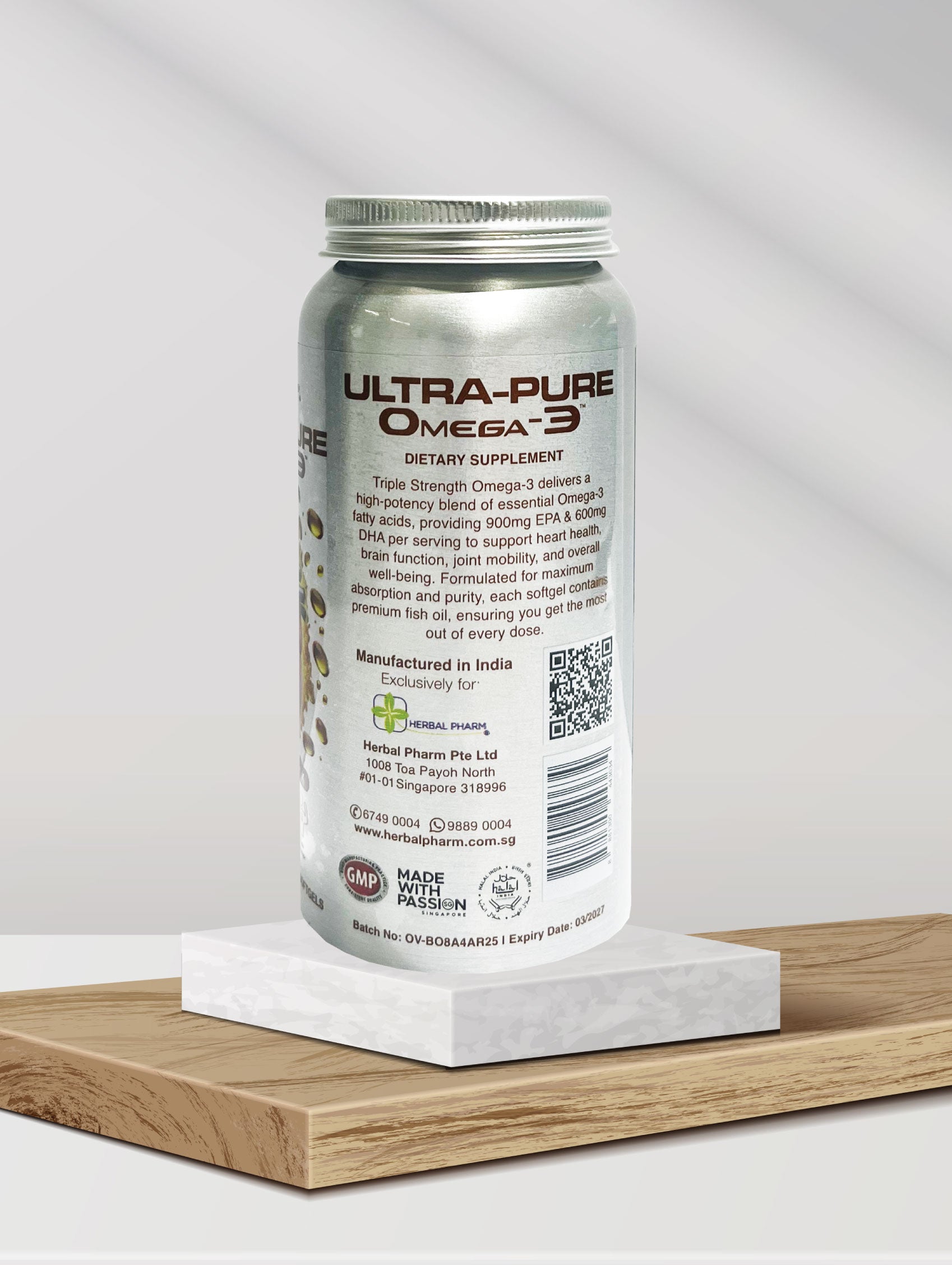 Ultra-Pure Omega-3, 60 Softgels | Herbal Pharm Singapore